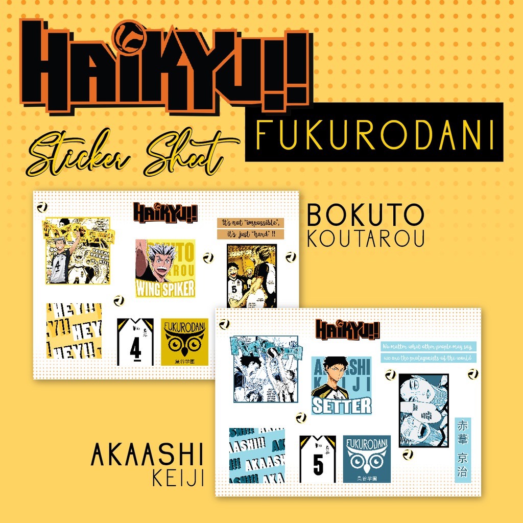 HAIKYU!! BOKUTO/AKAASHI Sticker Sheet A6 (Kiss-Cut) | Shopee Malaysia