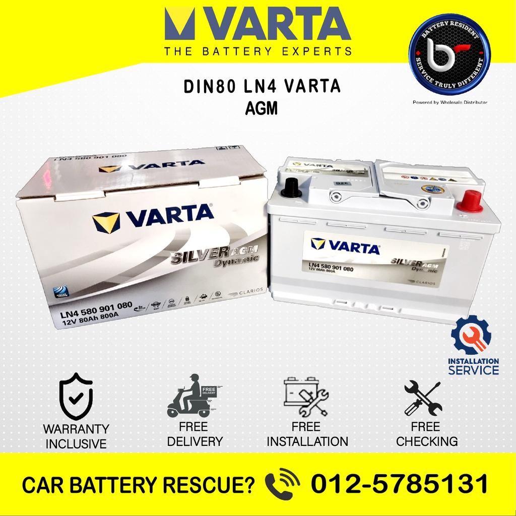 [ Installation Provided ] DIN80L - LN4 Varta Silver Dynamic AGM (Made In Korea) Car Battery ...