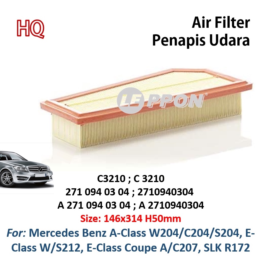 Leppon Air Filter Mercedes Benz A Class W204/C204/S204, E Class W/S212 ...