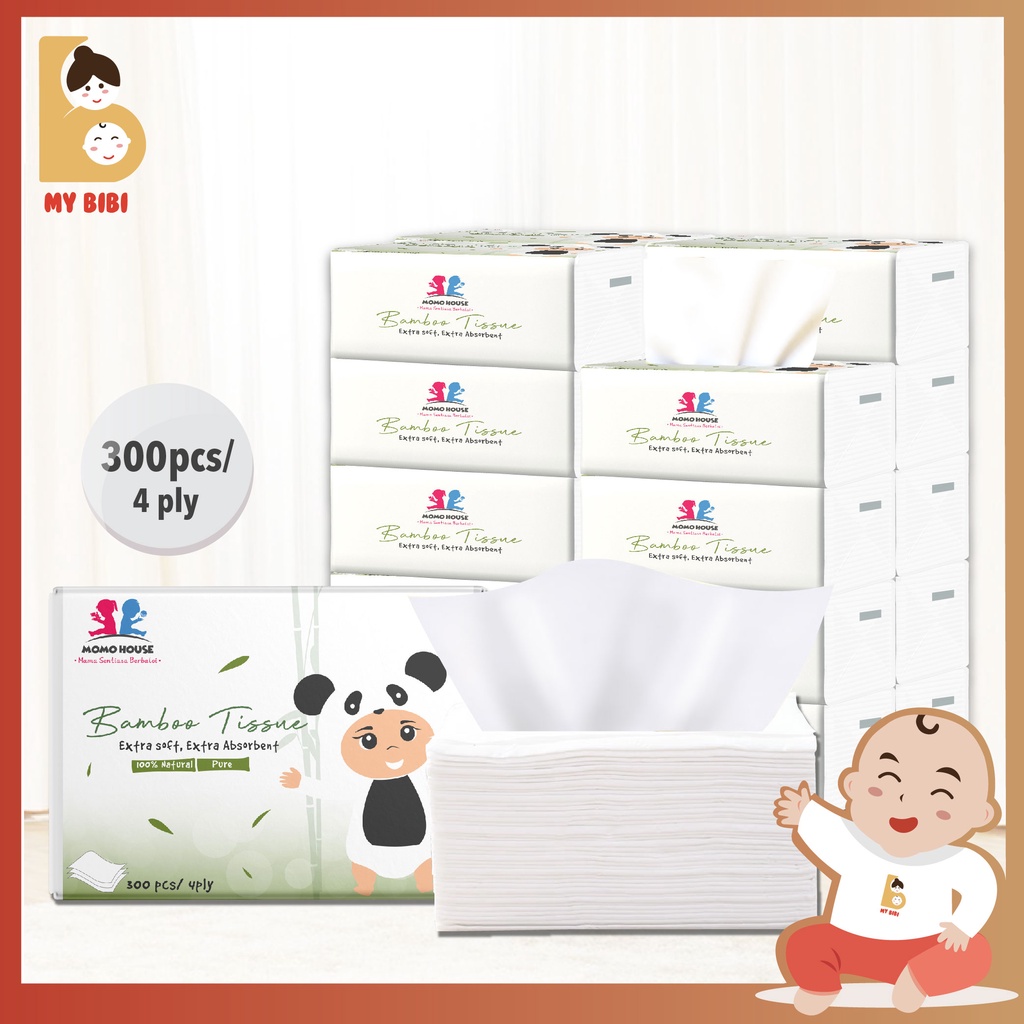 Bamboo Tissue Soft Facial Tisu Paper 75 Pulls x 4 Ply = 300pcs Per Pack ...