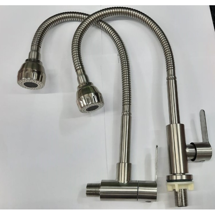 UNIQ SUS-304 FLEXIBLE ARM WALL SINK TAP - 301F /PILLAR SINK TAP - 302F | Shopee Malaysia