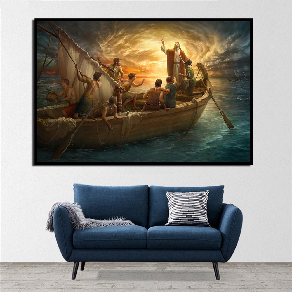 Jesus christ god of fear to faith poster painting on canvas bedroom ...