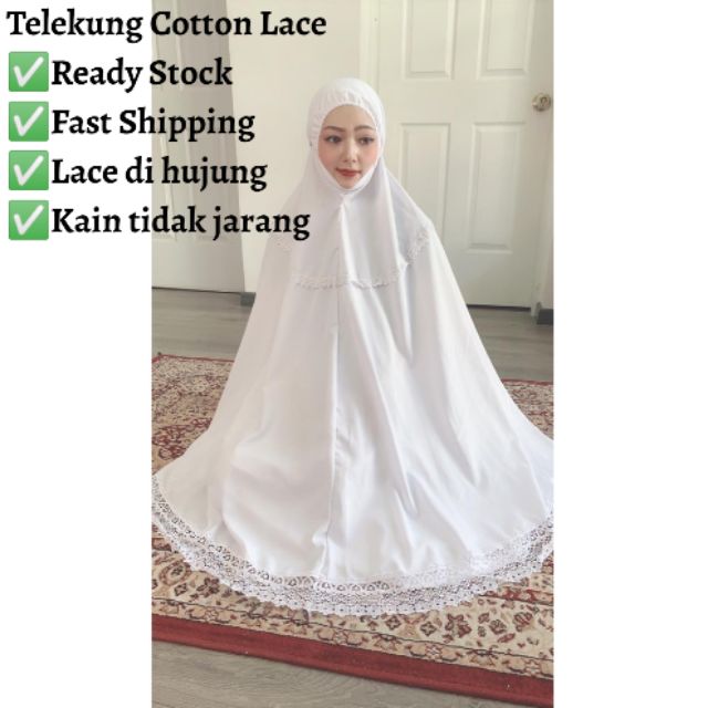 💥Telekung Murah💥 Telekung Exclusive Cotton Minimalist Plain White With ...