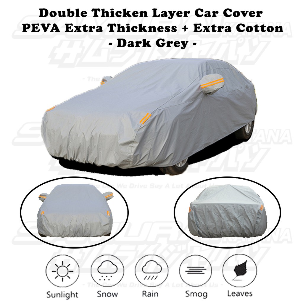 🔥 Ready Stock 🔥 Car Cover All Size Dark Grey Zip Design PEVA + Cotton ...
