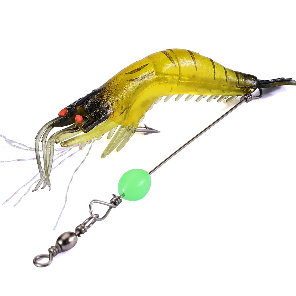 Fishing Luminous Shrimp Lure Prawn Hook Jigging Soft Plastic Fish Bait ...