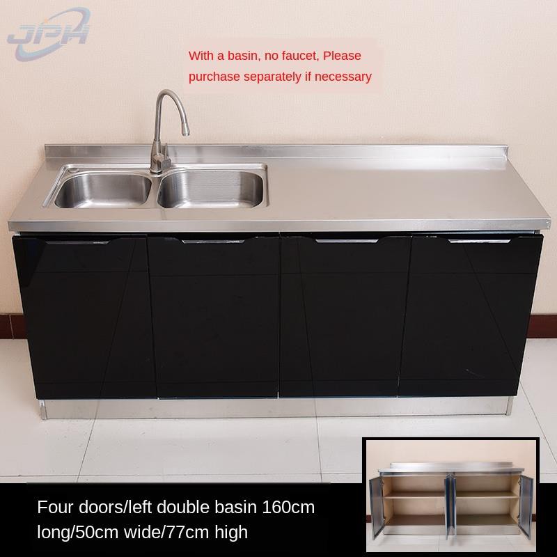 Stainless Steel Household Kitchen Black Stove Cabinet Meja Sinki ...