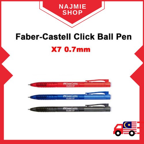Faber Castell Click Ball Pen X7 0.7mm Black Pen Faber Castell Pen Hitam ...