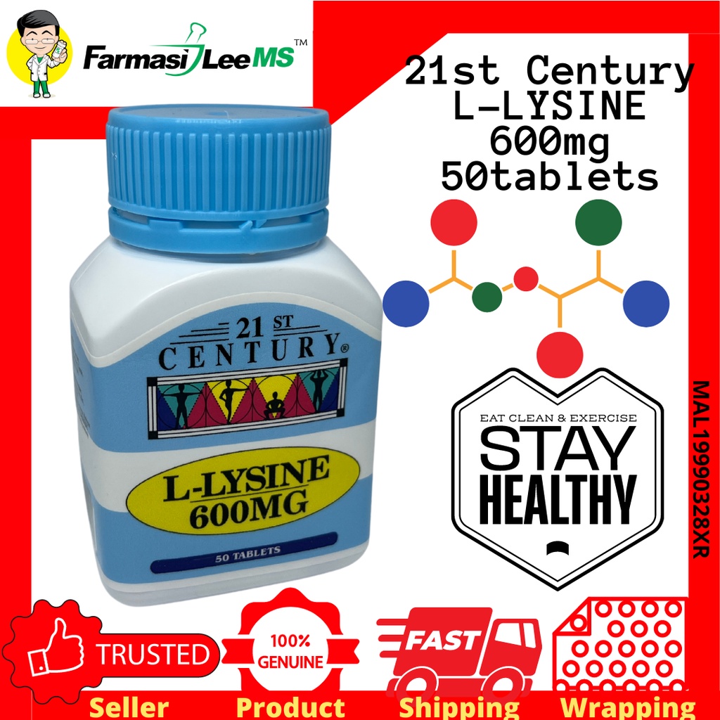 21ST CENTURY L-LYSINE 600MG 50 tablets (Exp 02/2025) | Shopee Malaysia