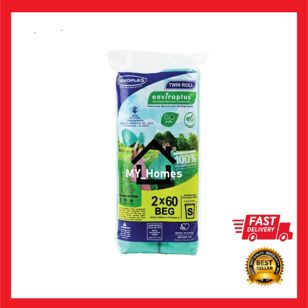 SEKOPLAS Enviroplus Mini Roll Garbage Bags Small (2 x 60pcs) | Shopee ...