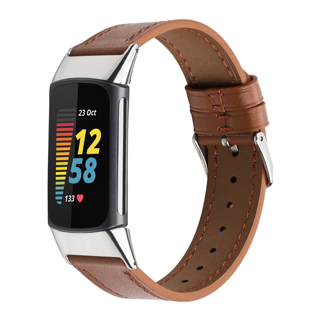 New women's leather strap watch band for fitbit charge 5 smart watch ...