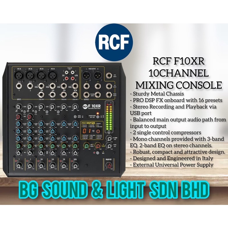 RCF F10XR 10-channel Mixing Console With Multi-FX & Recording ( F10 ...