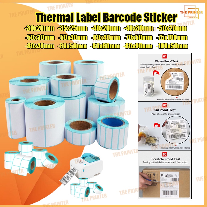 Thermal Sticker 16 Various Size Thermal Paper Barcode Label Sticker ...