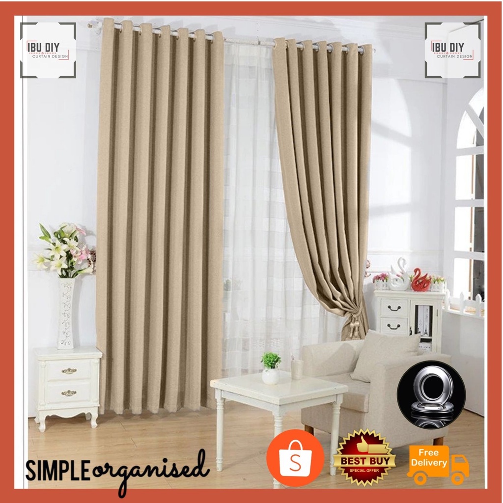 B2 Ready Made Curtain! 99%Blackout Siap Jahit Langsir (Free Eyelet/Ring ...