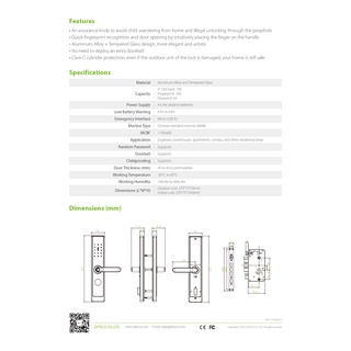 ZKTECO TL700W CHILDPROOFING FINGERPRINT SMART DOOR LOCK WITH A BUILT-IN ...