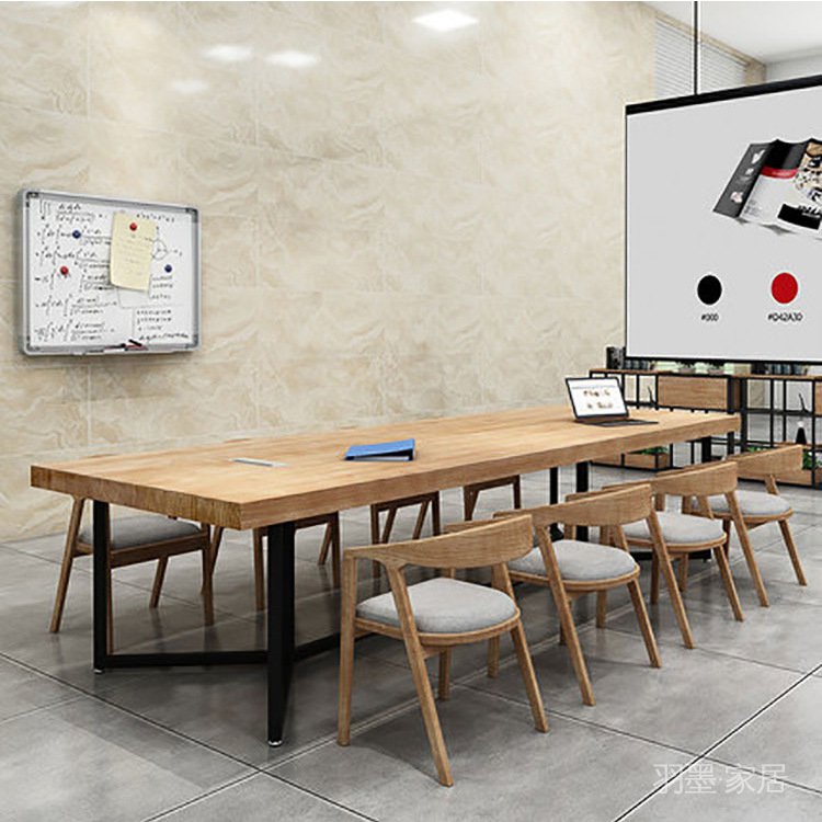 Simple Solid Wood Desk Office Conference Table and Chair Combination ...