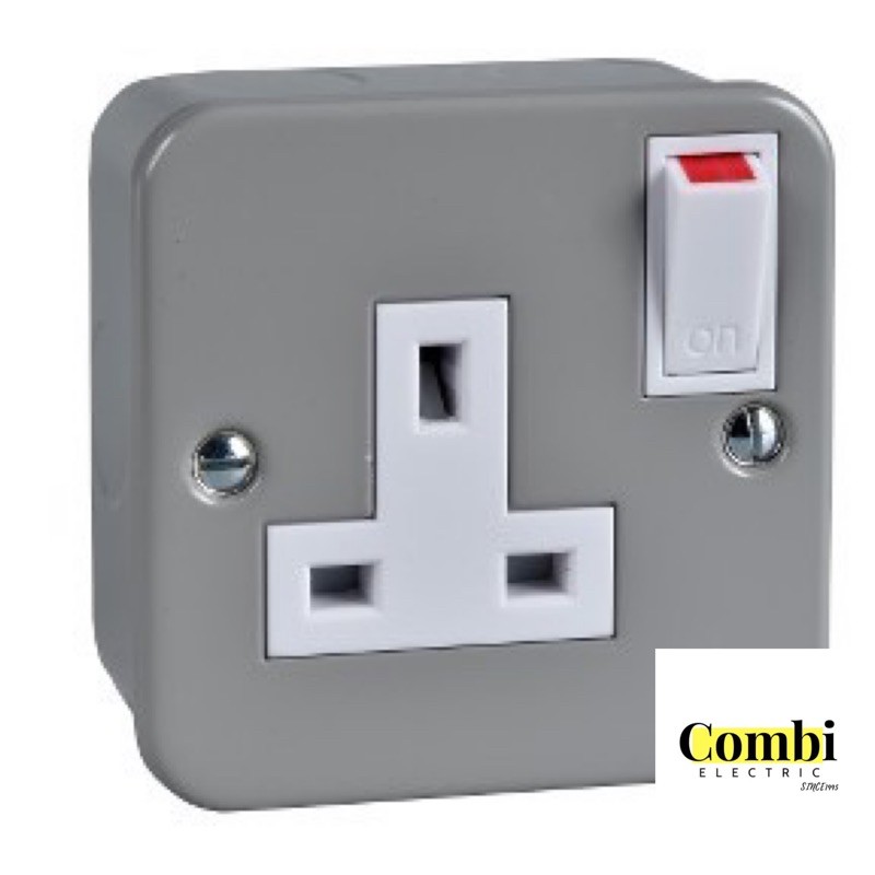 Metal Clad Switch Socket Single 1 gang / double 2 gang 13AMP Heavy duty ...