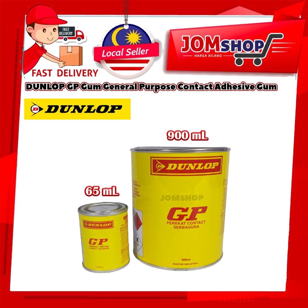 DUNLOP ADHESIVE GP GENERAL PURPOSE CONTACT ADHESIVE GLUE GUM 65ML 900ML ...