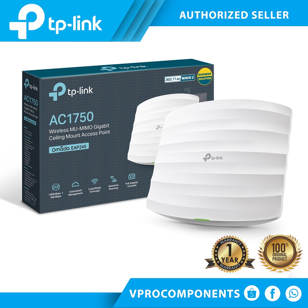 TP-LINK EAP245 AC1750 Wireless MU-MIMO Gigabit Ceiling Mount Access ...