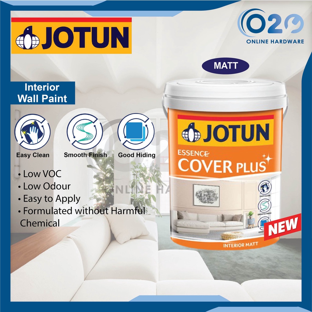 Jotun Essence Cover Plus Matt Easy Clean Interior Wall Paint Cat Rumah Dalam Cat Putih White ...