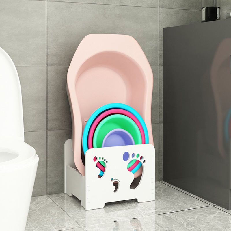 Bathroom waterproof wash basin storage pail rack organizer toilet space ...