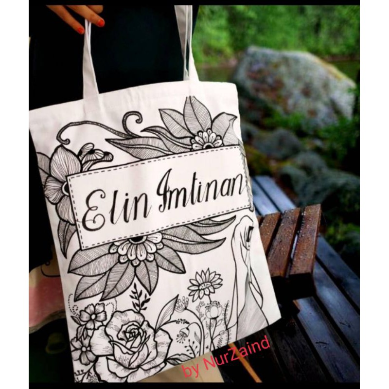 Custom name & doodle tote bag | Shopee Malaysia