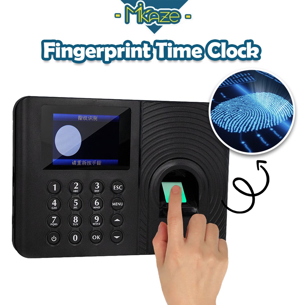 MIKAZE - FINGERPRINT TIME CLOCK Fingerprint Attendance Machine/Time ...