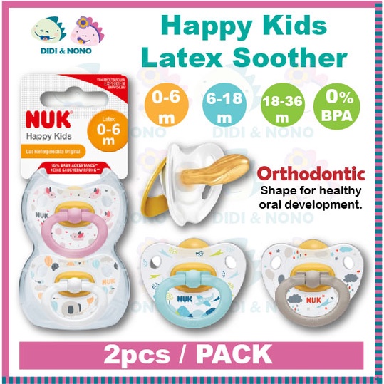 NUK Latex Soother pacifier new born to 6M+or 6 to 18M+ or 18 to 36M+ (2 Pcs/Box) Puting Hisap ...