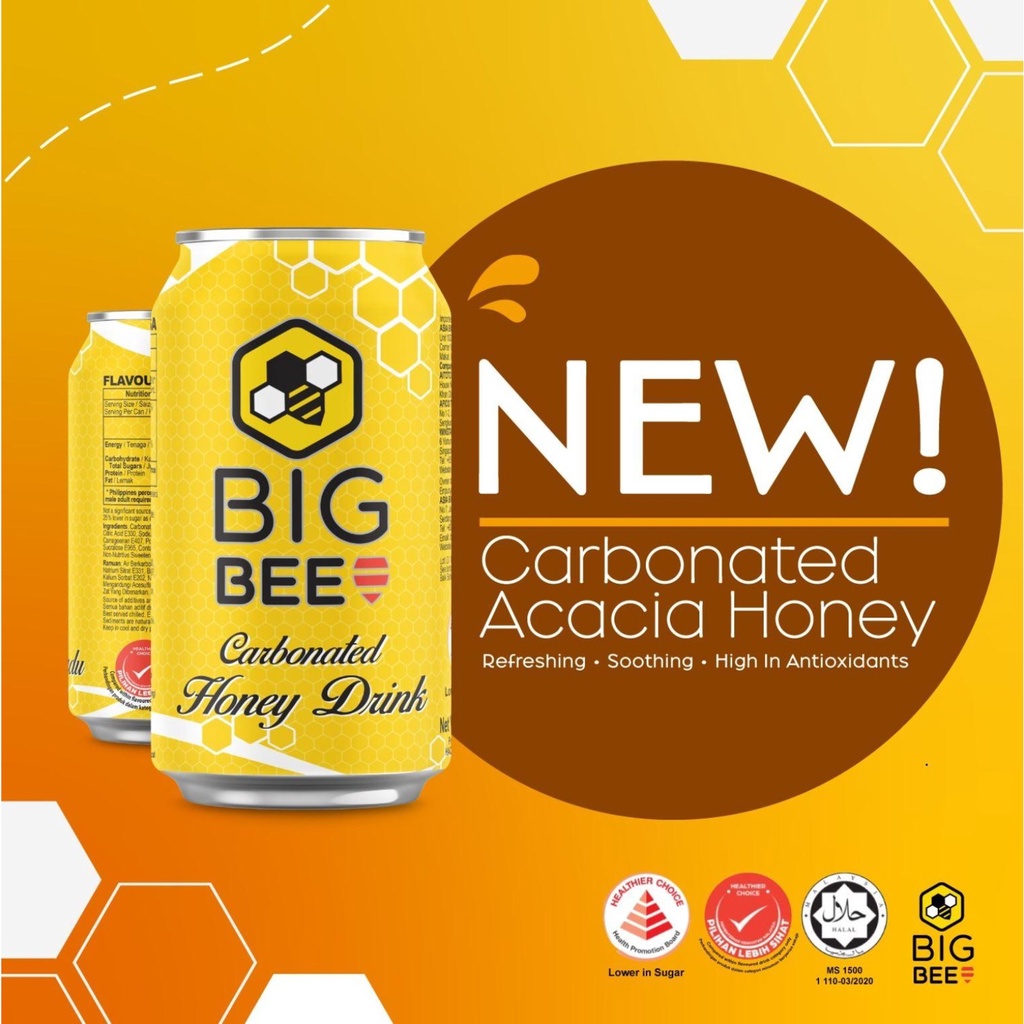 Big Bee Carbonated Honey Drink 325ML 1 Carton (24 cans) | Shopee Malaysia