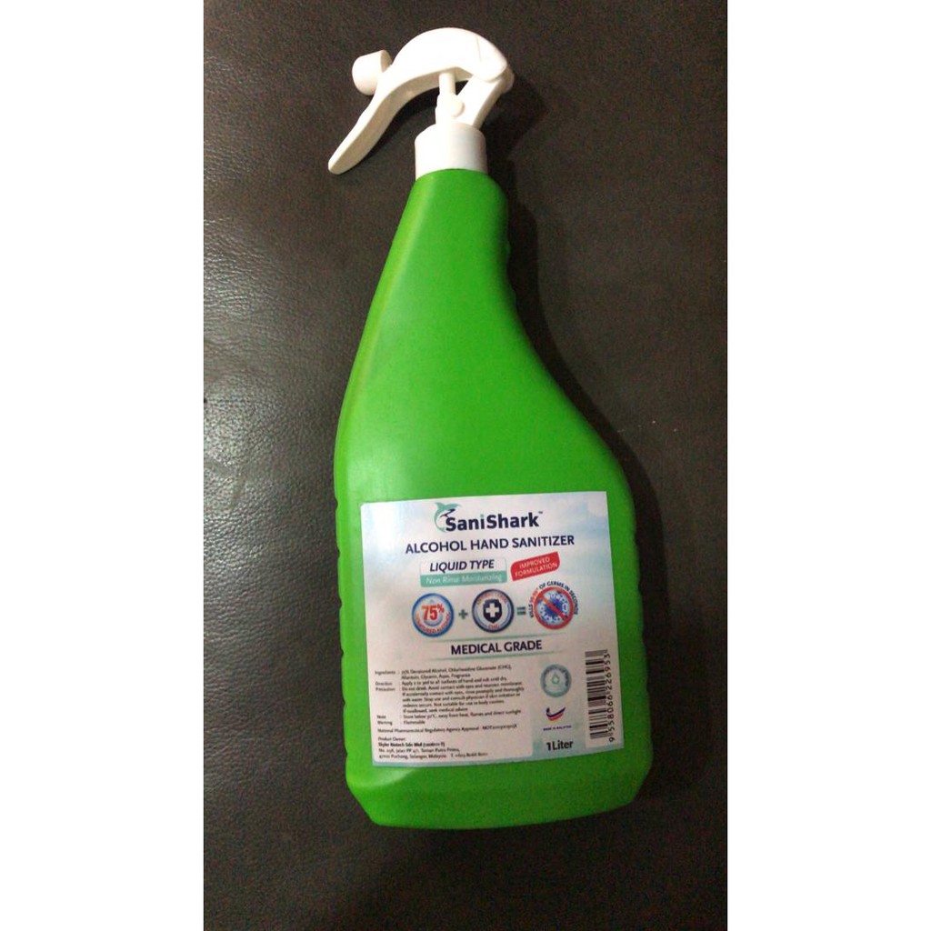 ORIGINAL PRODUCT - Sani Shark 75% Alcohol Hand Sanitizer Liquid Type 1L ...