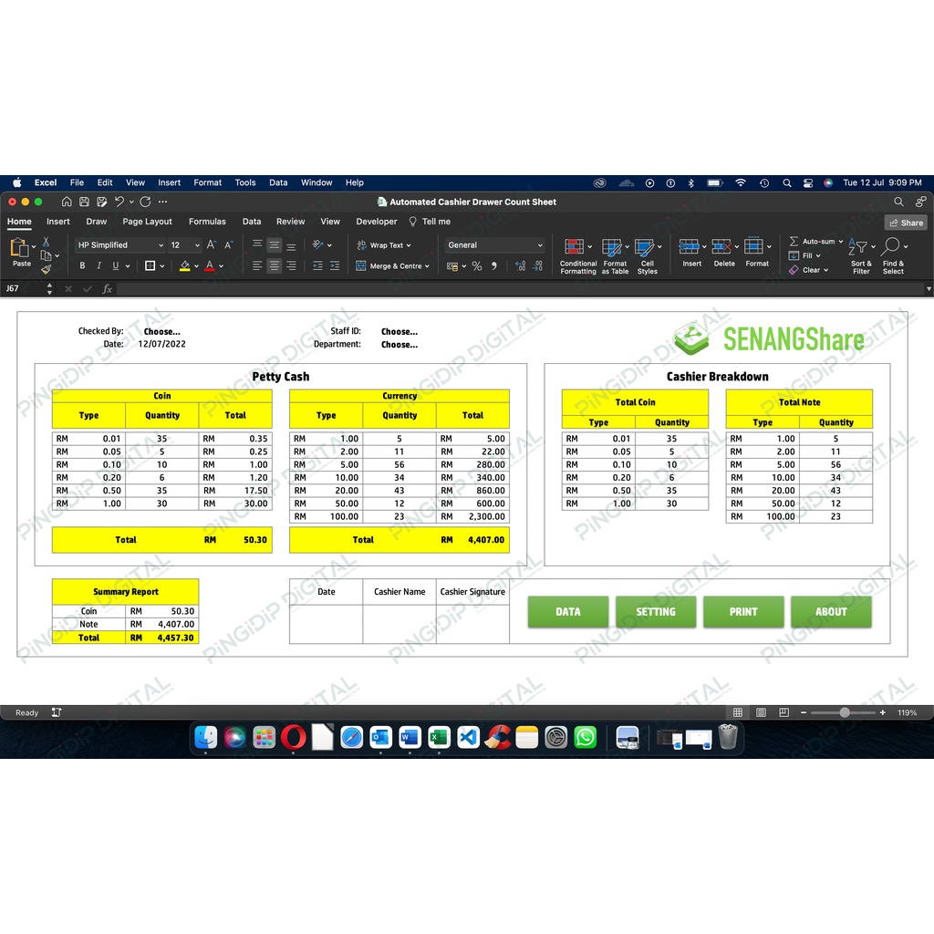 Automated Cashier Drawer Count Sheets | Shopee Malaysia