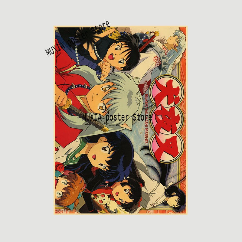 Classic Inuyasha Japanese Anime Poster Retro Kraft Paper Prints Wall ...