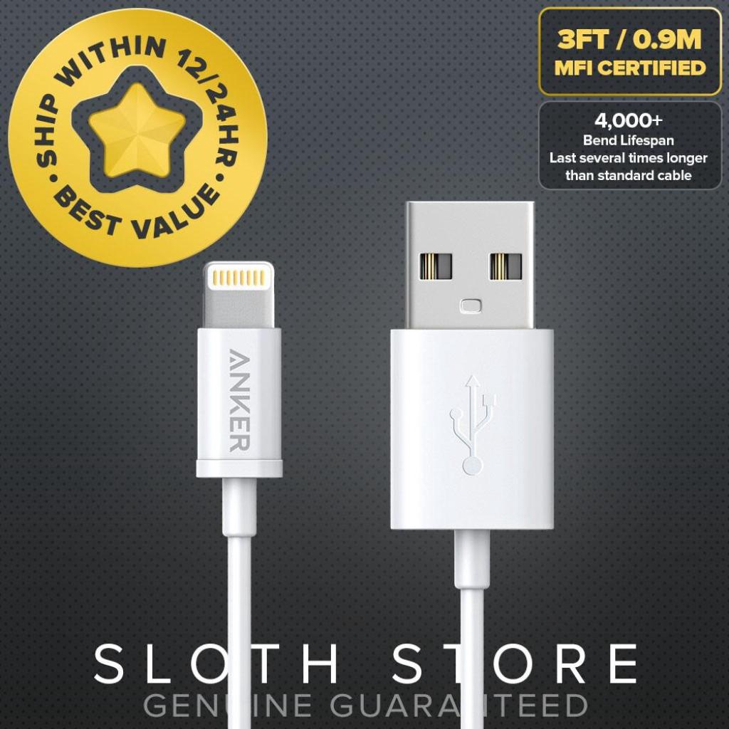 Anker Lightning Charging Cable 3FT / 0.9M, MFi Certified GENUINEnker ...