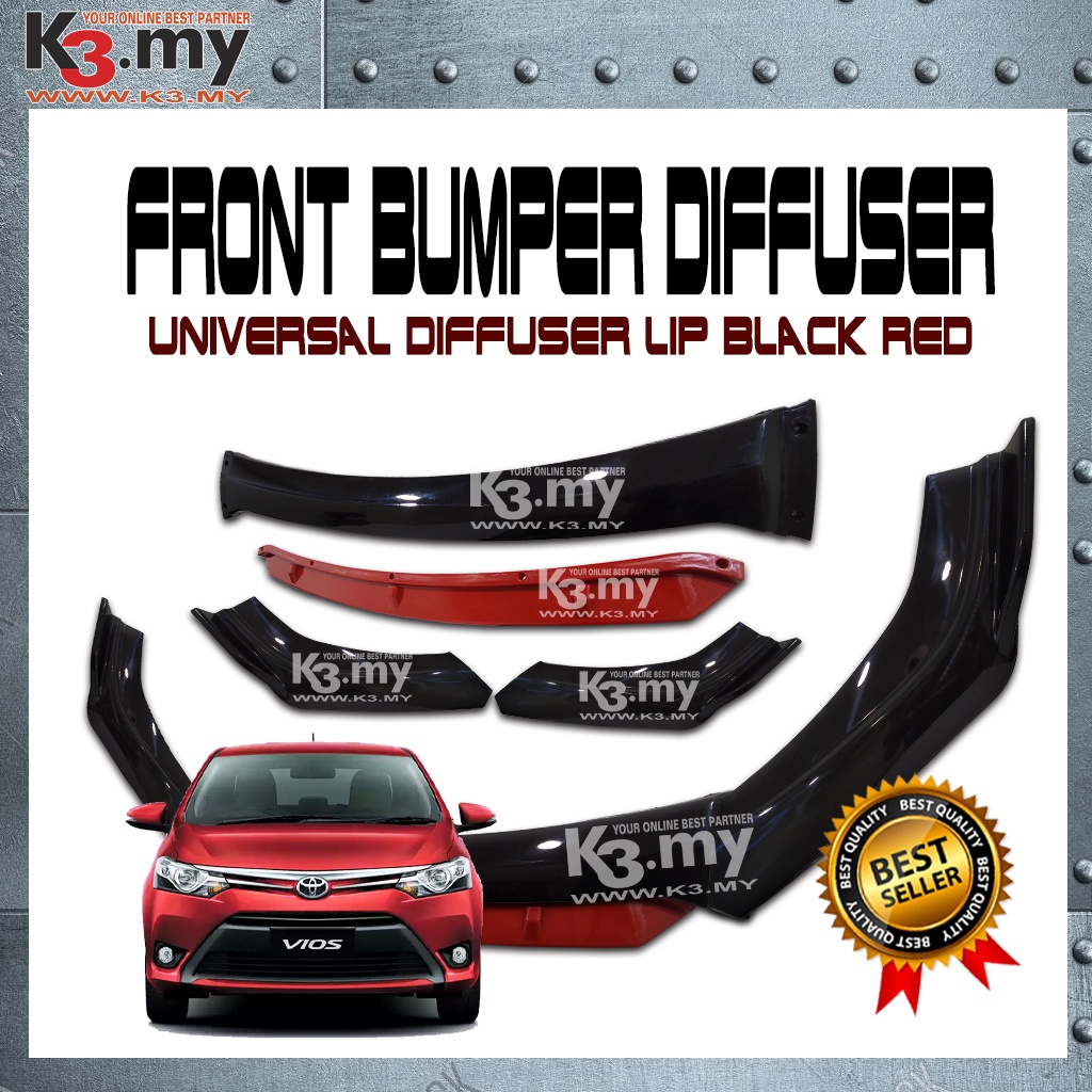 Universal Front Bumper Diffuser Lip Black Red | Shopee Malaysia