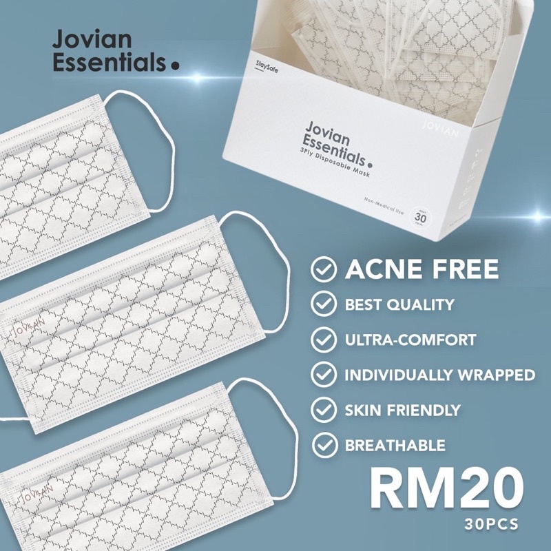 🔥READY STOCK🔥 JOVIAN MASK 3PLY MONOGRAM WHITE EARLOOP | Shopee Malaysia