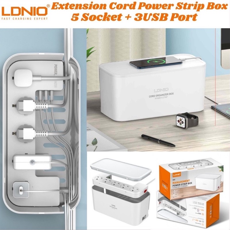 LDNIO Sk5365 Management Cord Organizer Power Strip Box with 5 Socket ...