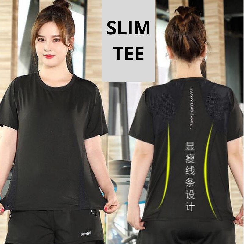 🇲🇾Plus Size Lady Women Exercise Sport T-Shirt Blouse Top Running Gym ...