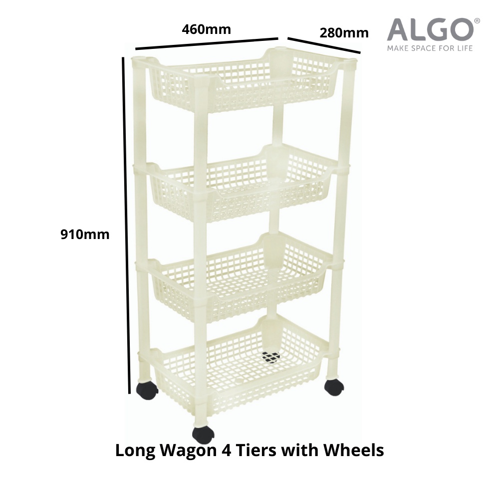 ALGO 4 Tier Storage Wagon Rack with Wheels AL102 | Shopee Malaysia