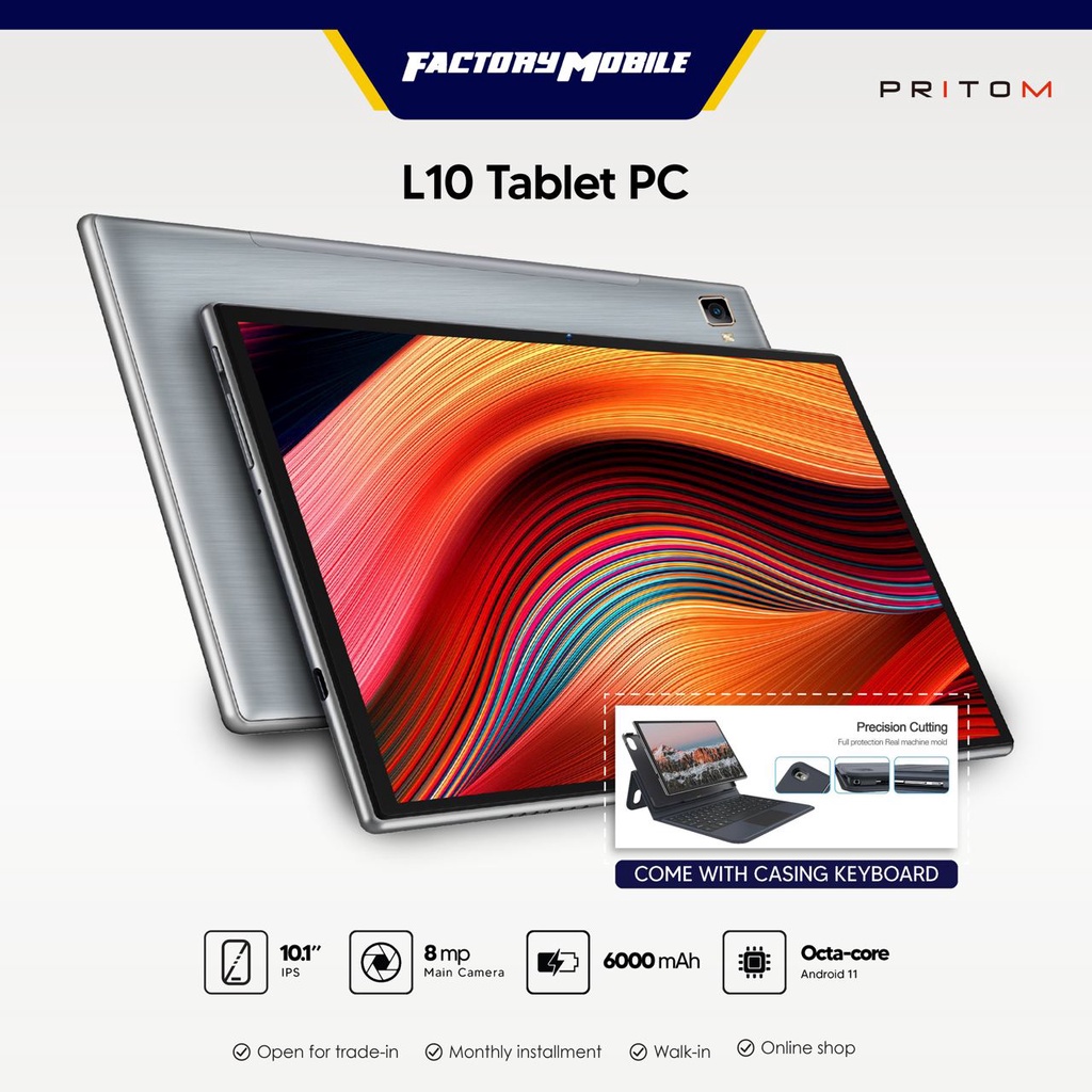 Pritom L10 Tablet PC | Keyboard Case Included | Shopee Malaysia