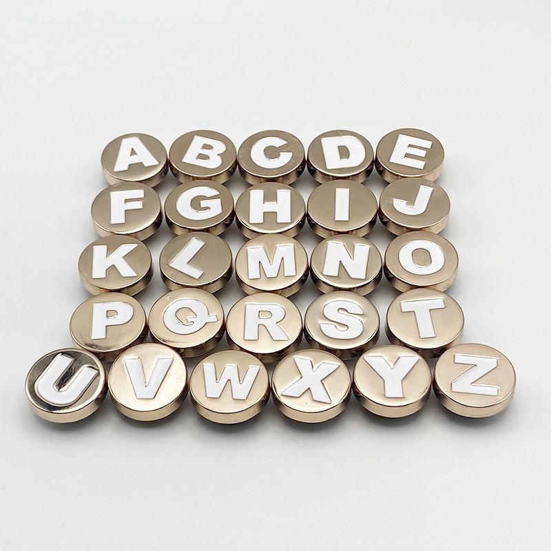 Cute A-Z Alphabet Crocs Accessories Letters Jibits Charm Gold Jibbits ...