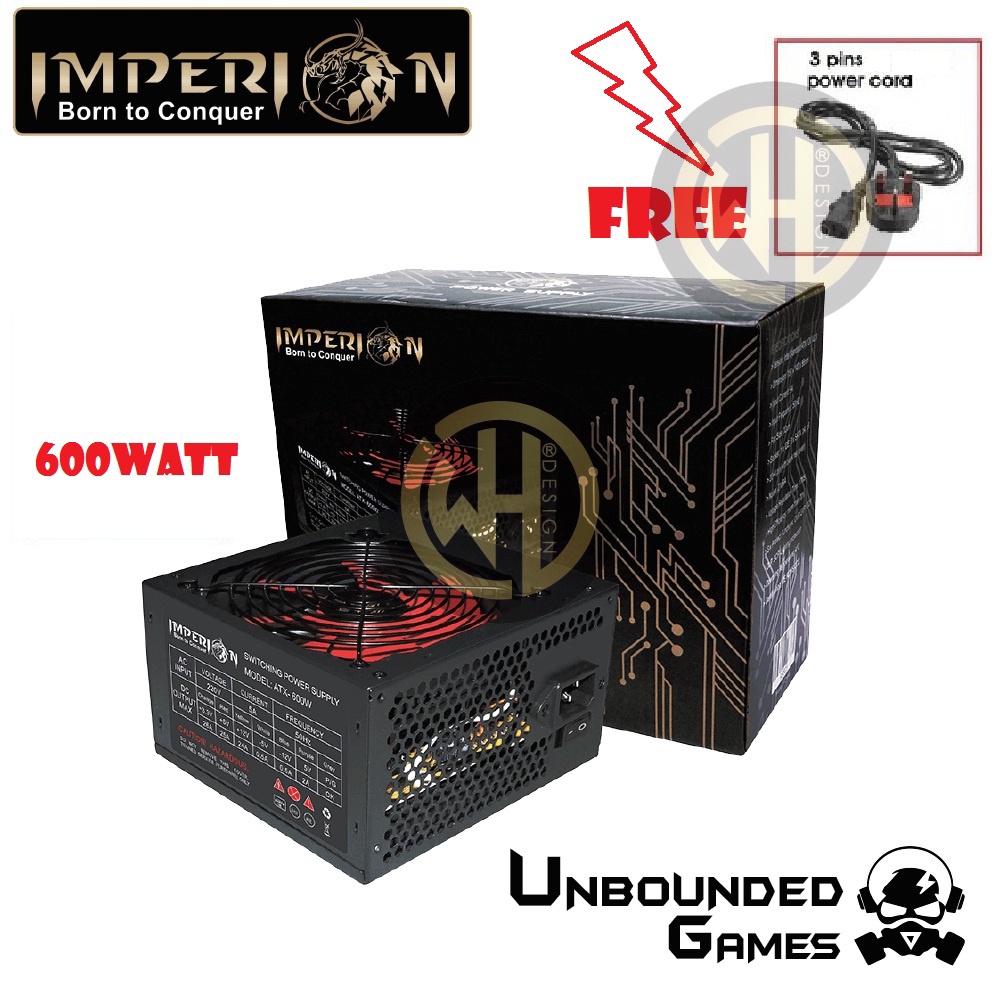 Imperion Gaming ATX-600Watt Extreme Series Black Edition Power Supply ...