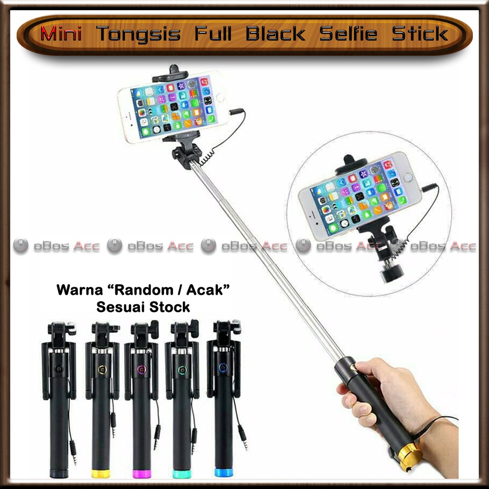 Full Black Kabel Selfie Stick Mini Hp Handphone | Shopee Malaysia
