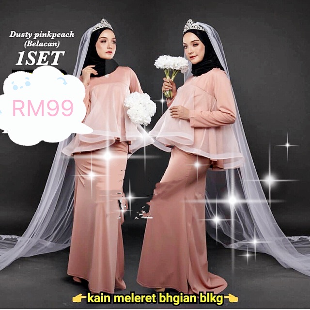 Baju raya 2018 Dolly peplum kurung (Pink peach) | Shopee Malaysia