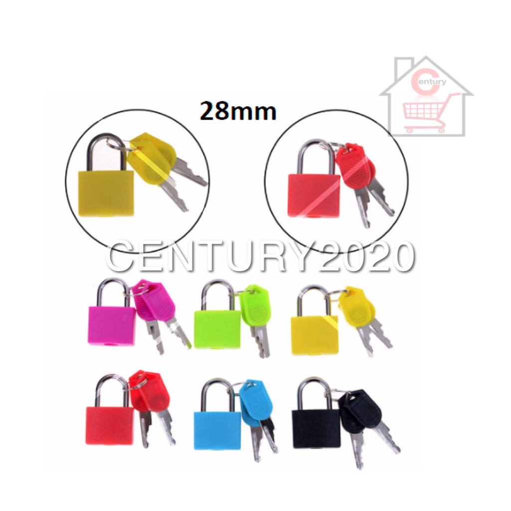 Neon Colored Padlock Plastic Coated 28mm Brass Luggage Alloy Pad Lock ...
