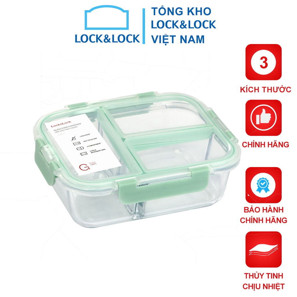 Glass Food Container LocknLock divided into 2 compartments, 3 heat ...