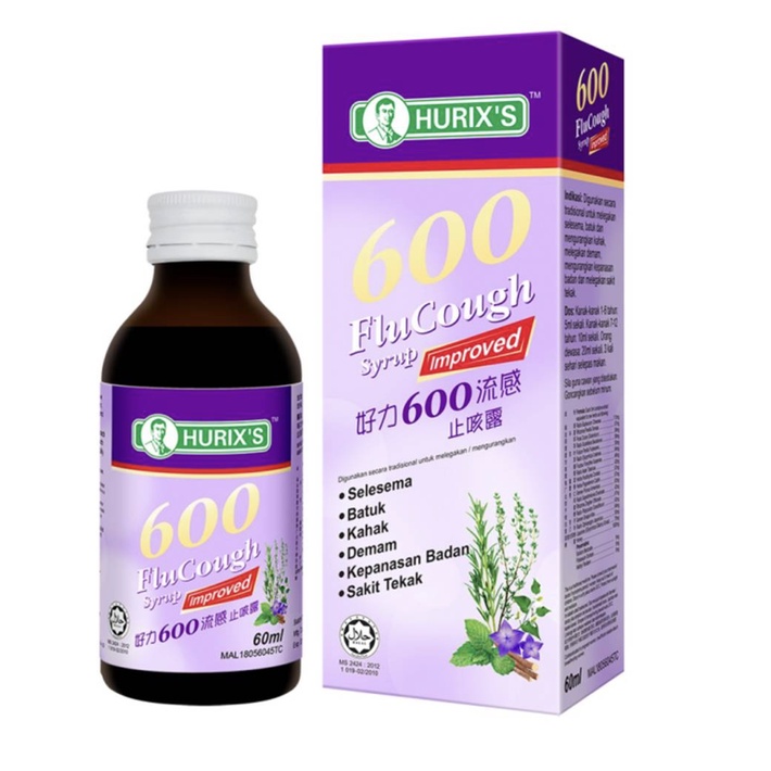 HURIX'S 600 FLU COUGH SYRUP IMPROVED 60ML / 100ML | Shopee Malaysia
