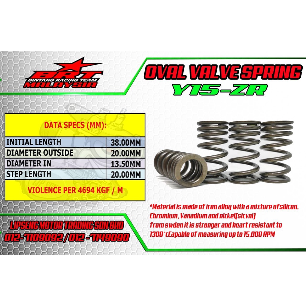 BRT racing oval valve spring Y15 / Y15ZR / Y15 V1 / Y15 V2 | Shopee ...