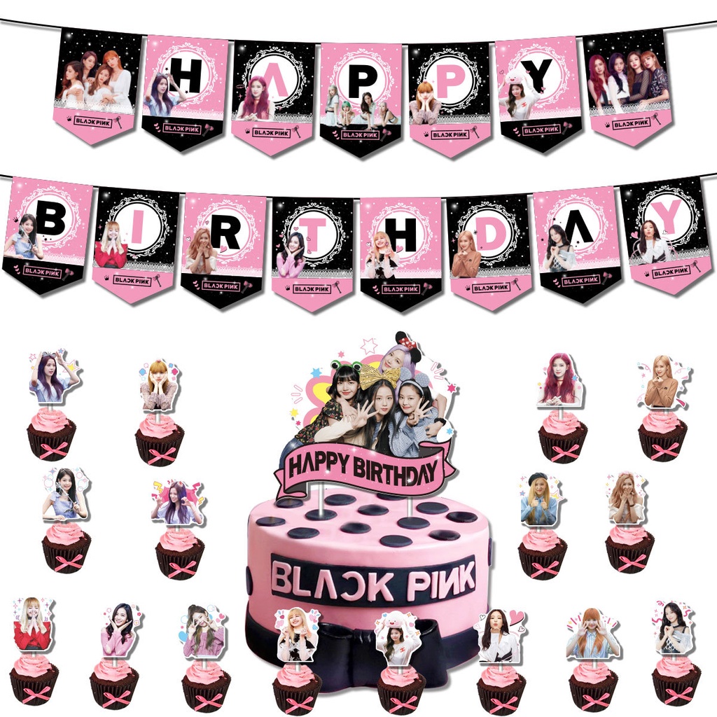 Kpop Idol Group Blackpink Lisa Cake Topper Happy Birthday Banner ...
