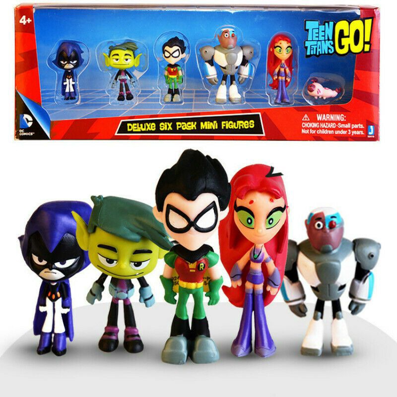 6pcs/set Teen Titans Go Action Figure Robin Raven Beast Boy Starfire ...