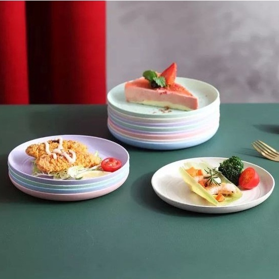 20cm Wheat Straw Meal Plate 4 Pcs Set 20cm小麦积餐盘4件套 Eco-friendly Food ...