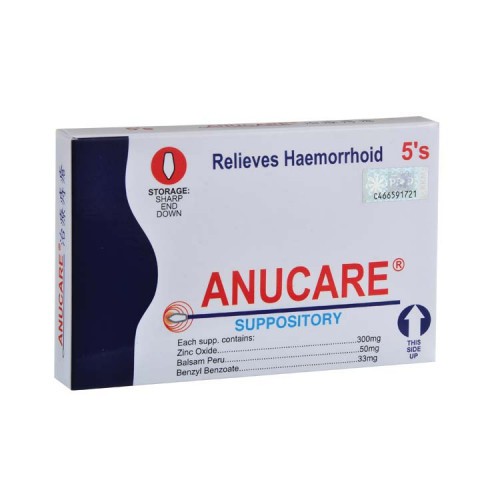 Anucare Suppositories- Relieves Hemorrhoids and Piles 5s (EXP 8/2020 ...